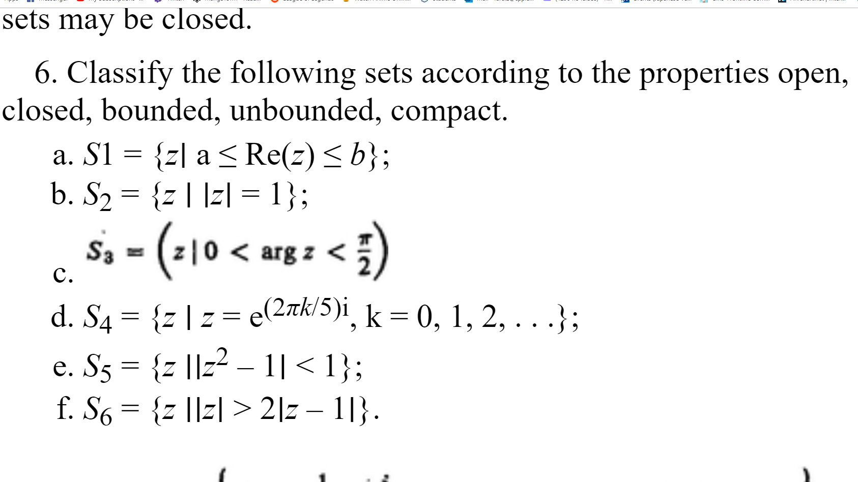 Solved sets may be closed 6. Classify the following sets | Chegg.com