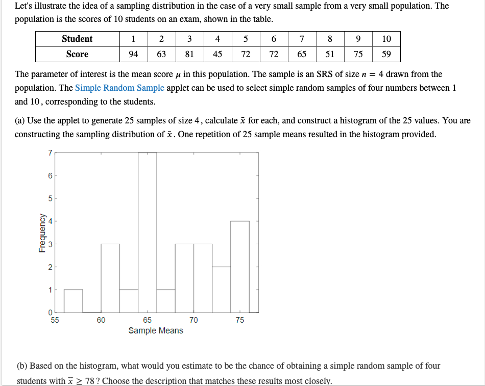 Solved Let's illustrate the idea of a sampling distribution | Chegg.com