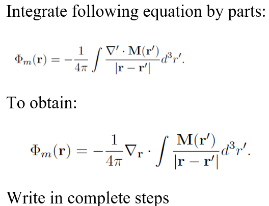 Solved Integrate following equation by parts: | Chegg.com