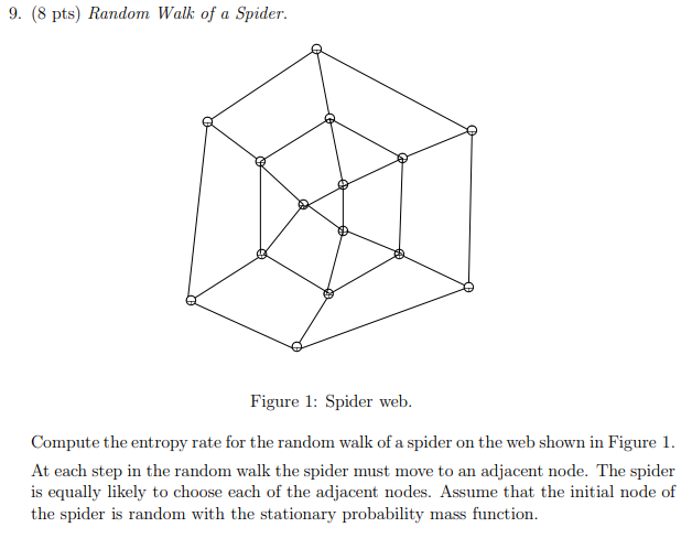 9. (8 pts) Random Walk of a Spider. Figure 1: Spider | Chegg.com