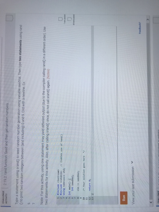 Solved ACAVITNE 219.2 rand function Seed and then get random | Chegg.com Solved ACAVITNE 219.2 rand function Seed and then get random | Chegg.com