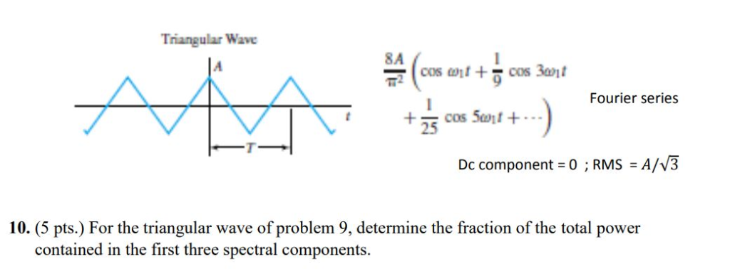 Solved Triangular Wave 8A Fourier series Dc component = 0 ; | Chegg.com