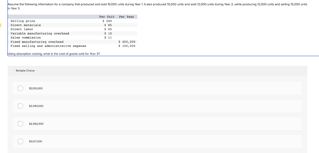 Solved Multiple Choice 53,105,000 52,940,000 52,962,500 | Chegg.com
