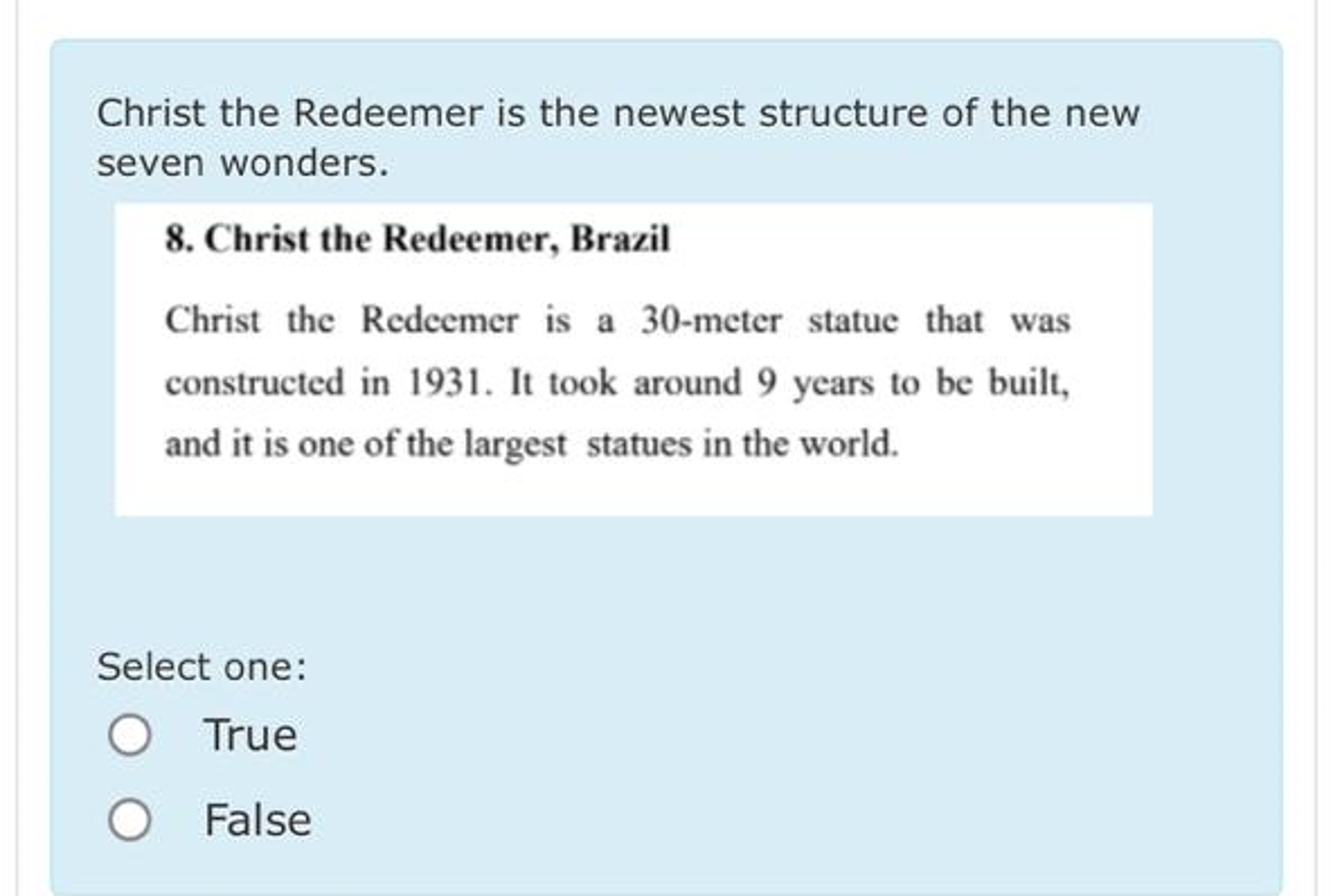 Solved Christ the Redeemer is the newest structure of the | Chegg.com