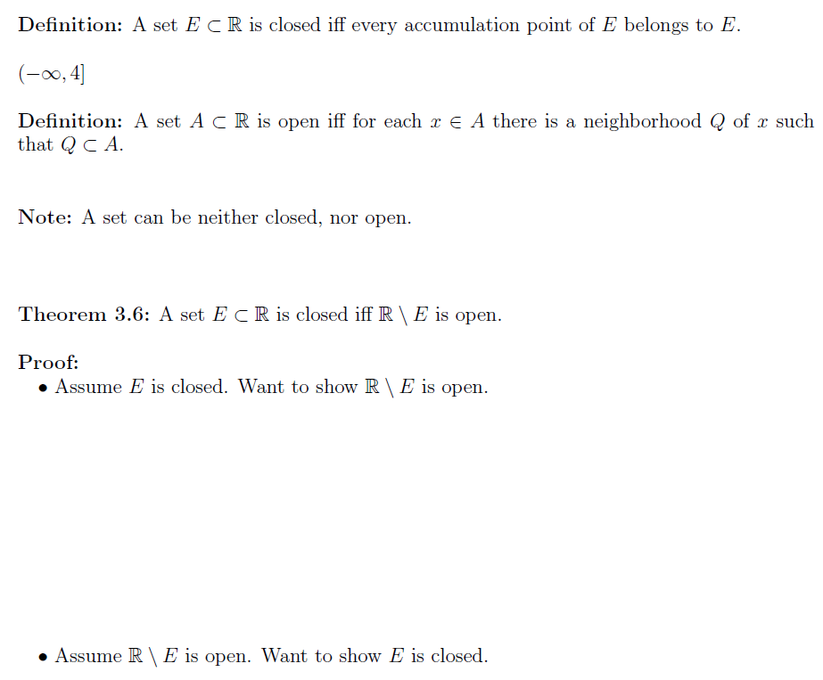 Solved Definition: A set ECR is closed iff every | Chegg.com
