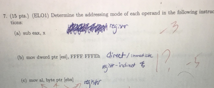 Solved Determine the addressing mode of each operand in the | Chegg.com