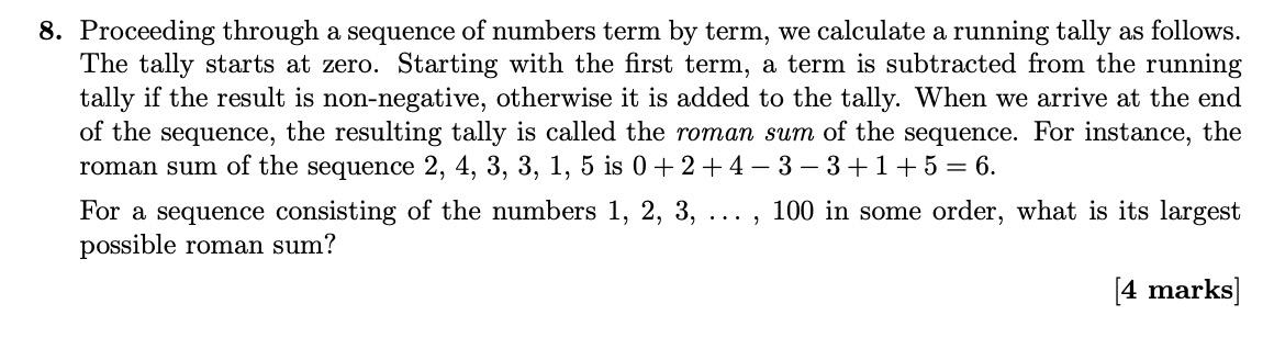 Solved 8. Proceeding through a sequence of numbers term by | Chegg.com