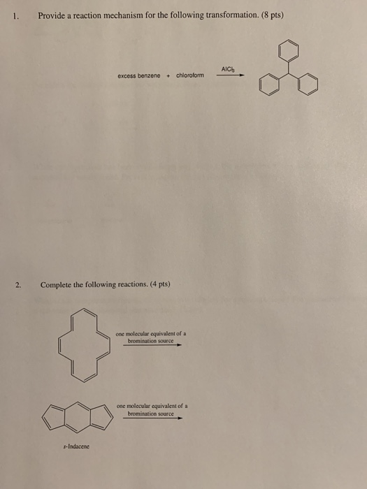 Solved 1. Provide a reaction mechanism for the following | Chegg.com