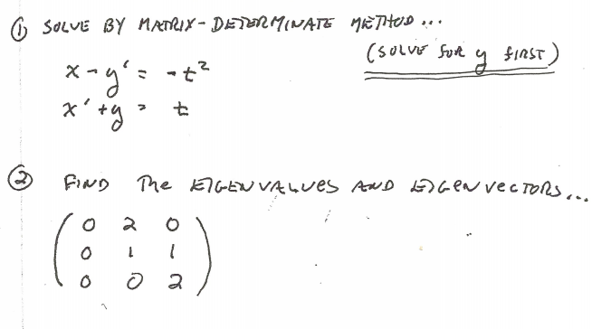 Solved Differential Equations 1. Solve by Matrix-Determinant | Chegg.com