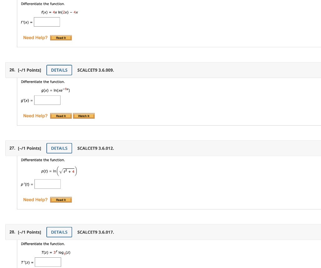 Solved Differentiate the function. f(x)=4xln(2x)−4x f′(x)= | Chegg.com Solved Differentiate the function. f(x)=4xln(2x)−4x f′(x)= | Chegg.com