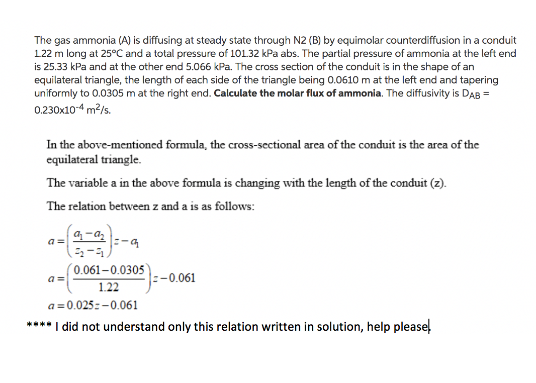 Solved The gas ammonia (A) is diffusing at steady state | Chegg.com