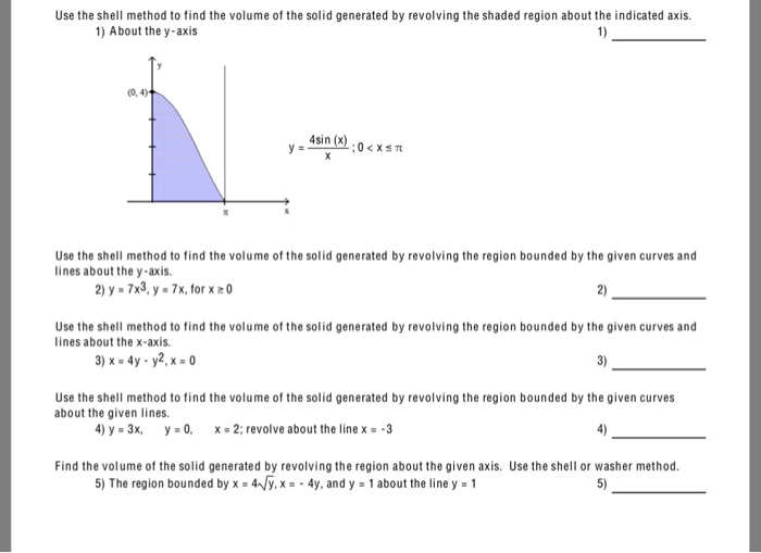 Solved Use the shell method to find the volume of the solid | Chegg.com