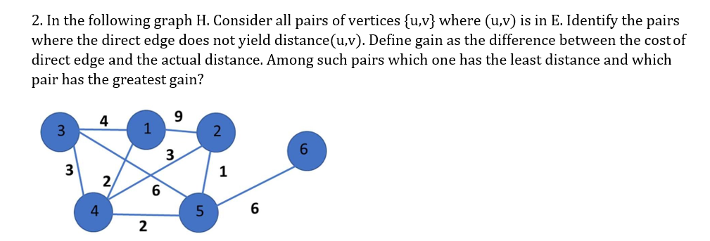 Solved 2. In the following graph H. Consider all pairs of | Chegg.com