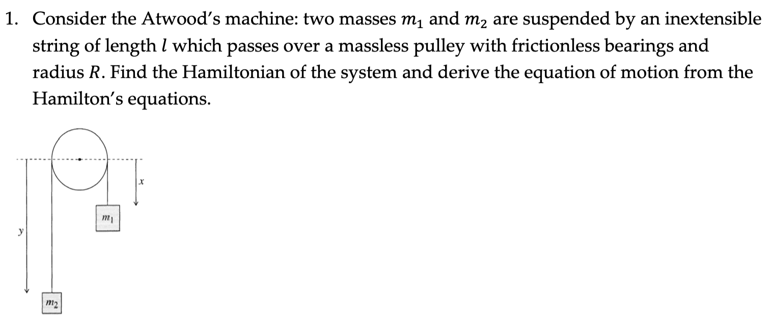 Solved Consider an Atwood's machine: two masses m1 ﻿and m2 | Chegg.com