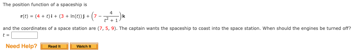 Solved The position function of a spaceship is | Chegg.com