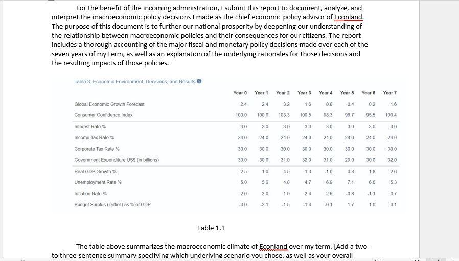 Solved snhu ECO 202 Project Template Economic Summary Report | Chegg.com