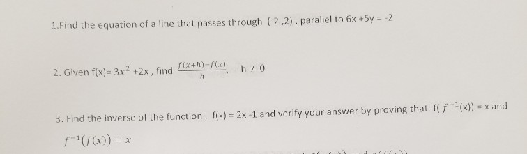 Solved Find the equation of a line that passes through | Chegg.com