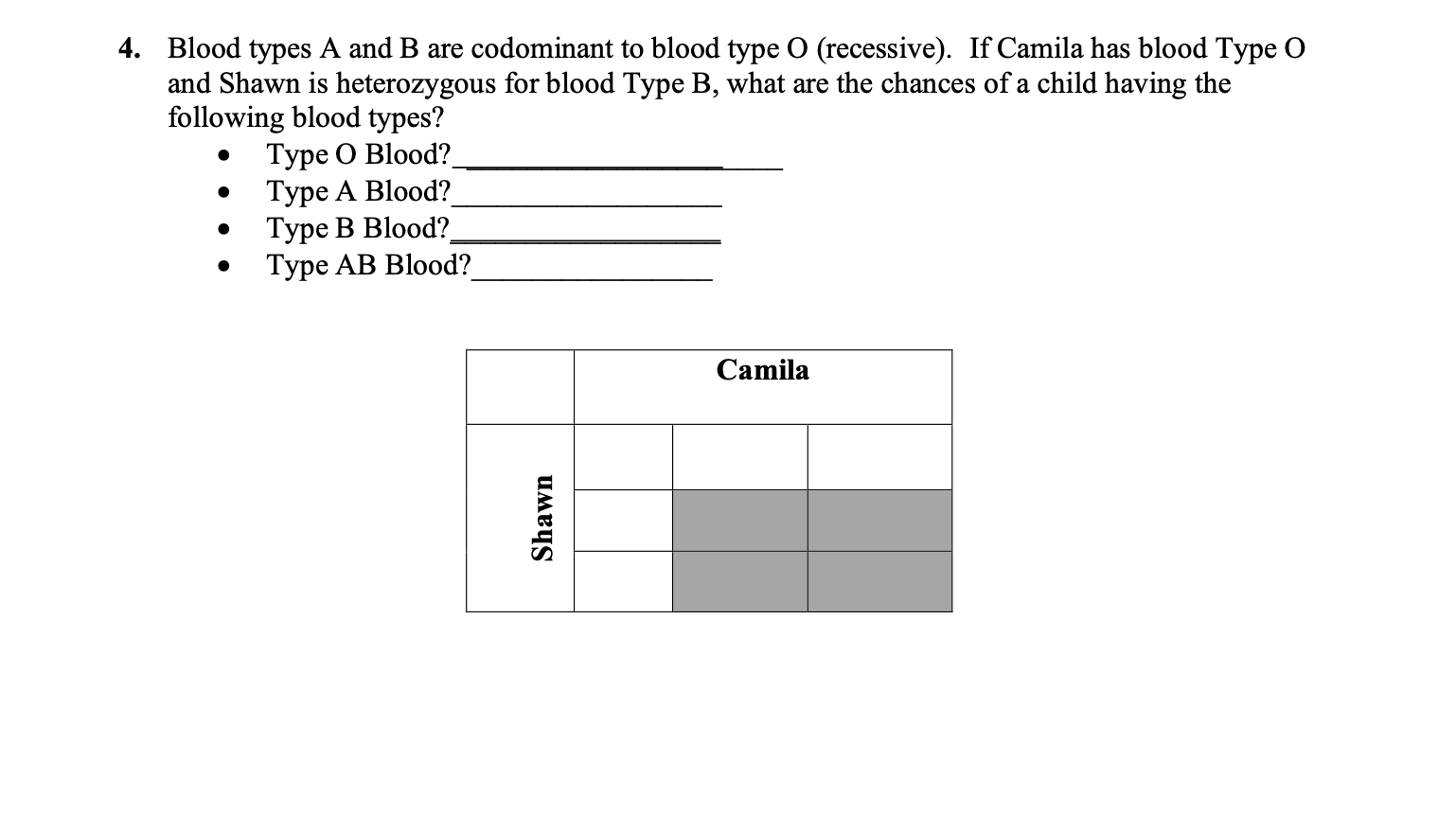 Solved Blood types A and B are codominant to blood type | Chegg.com