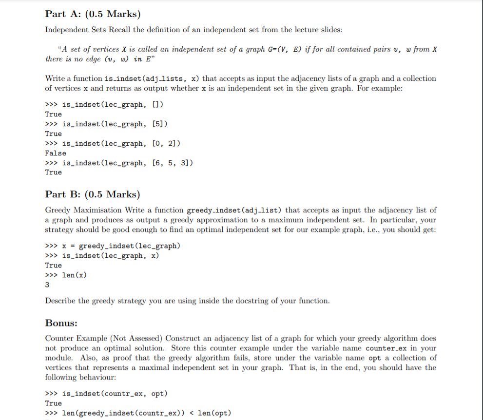 Solved Task 2: Maximal Independent Set Problem Warmup: (0 | Chegg.com