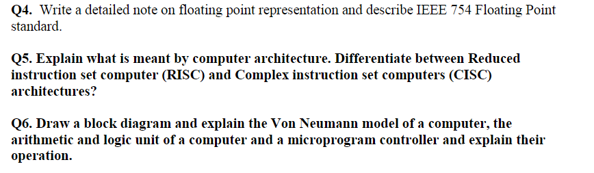Solved Q4. Write a detailed note on floating point | Chegg.com