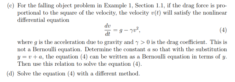 Solved C For The Falling Object Problem In Example 1
