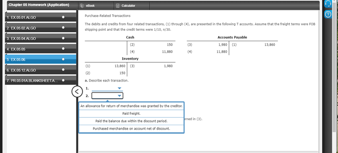 Solved Chapter 05 Homework (Application) ebook Calculator 1. | Chegg.com