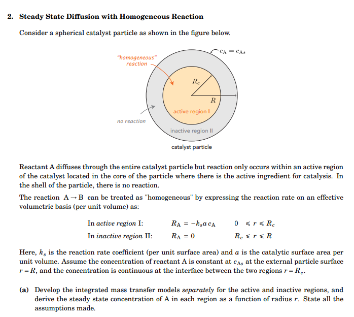 2. Steady State Diffusion with Homogeneous Reaction | Chegg.com