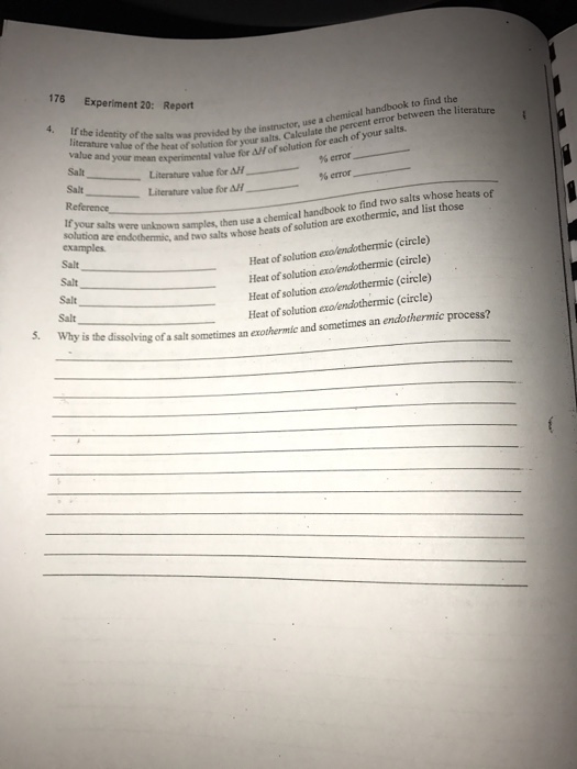 Solved Name Lab Instructor Date: EXPERIMENT 20 Calorimetry | Chegg.com