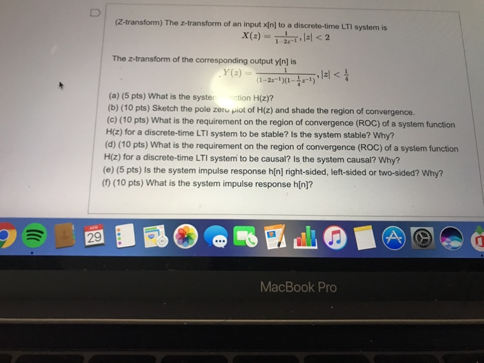 Solved (Z-transform) The z-transform of an input xIn] to a | Chegg.com