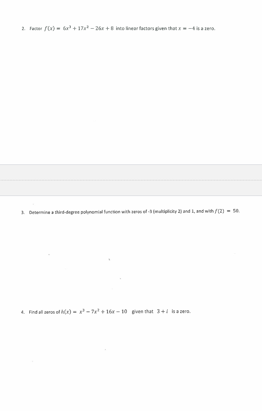 Solved 2. Factor f(x)=6x3+17x2−26x+8 into linear factors | Chegg.com