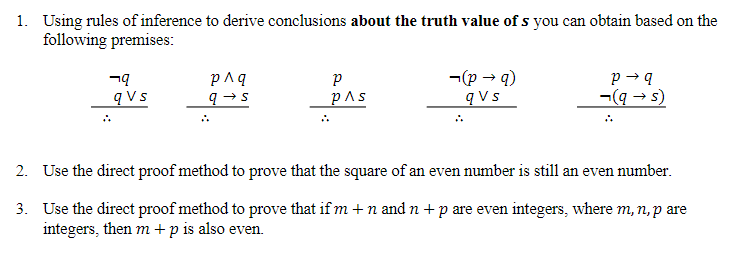 Solved 1. Using rules of inference to derive conclusions | Chegg.com