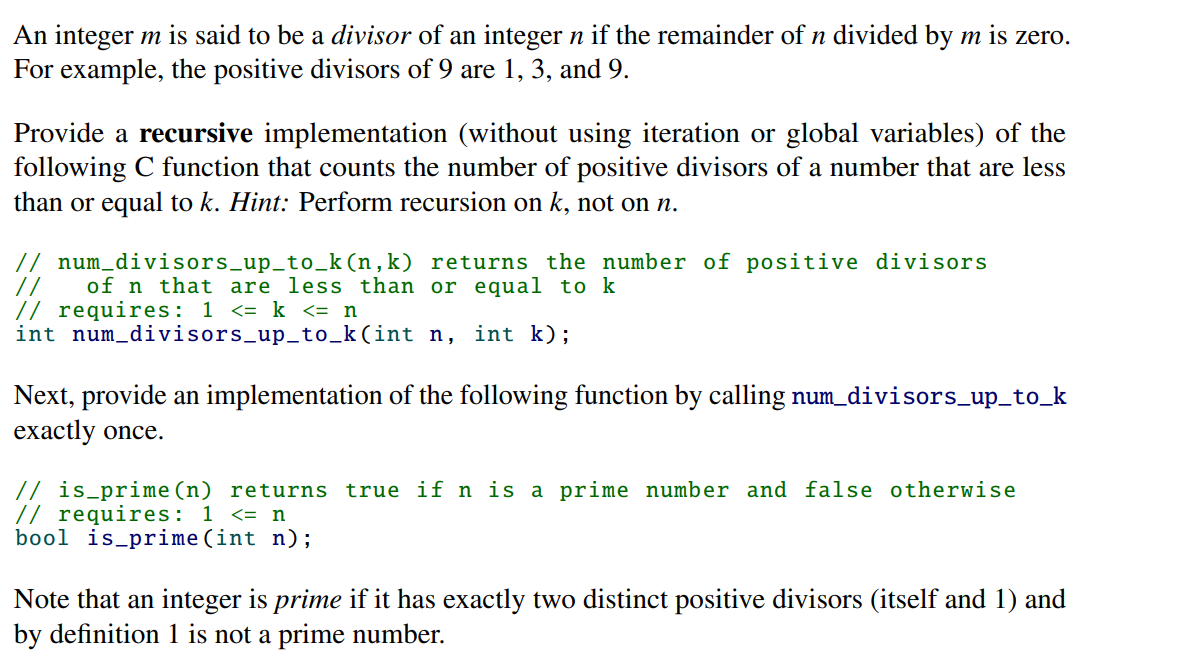 Solved An integer m is said to be a divisor of an integer n | Chegg.com