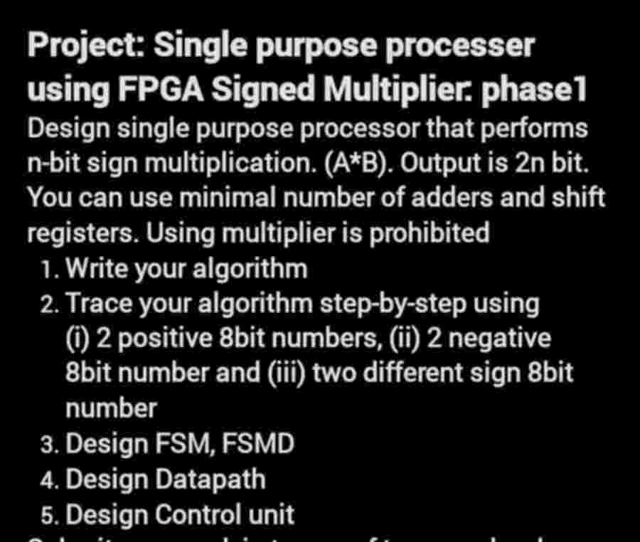 Project: Single purpose processerusing FPGA Signed | Chegg.com Project: Single purpose processerusing FPGA Signed | Chegg.com