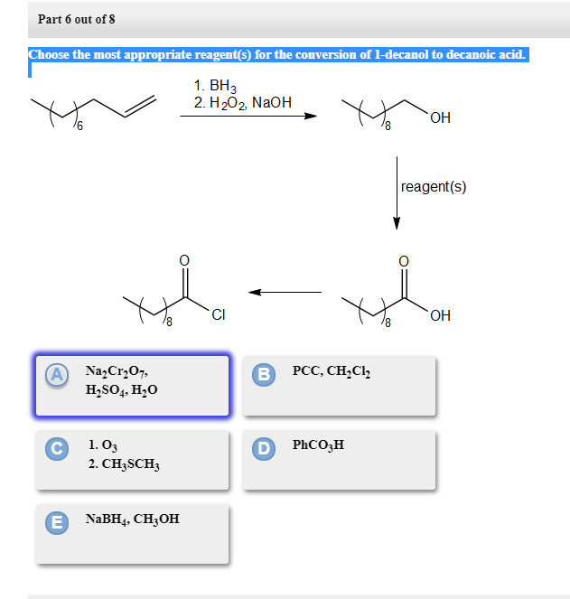 Solved Part 6 out of 8 Choose the most appropriate | Chegg.com