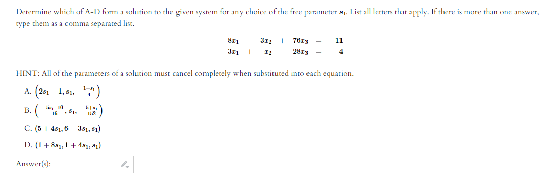 Solved Determine which of A-D form a solution to the given | Chegg.com