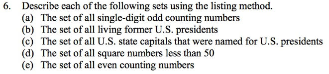 Solved 6. Describe each of the following sets using the | Chegg.com