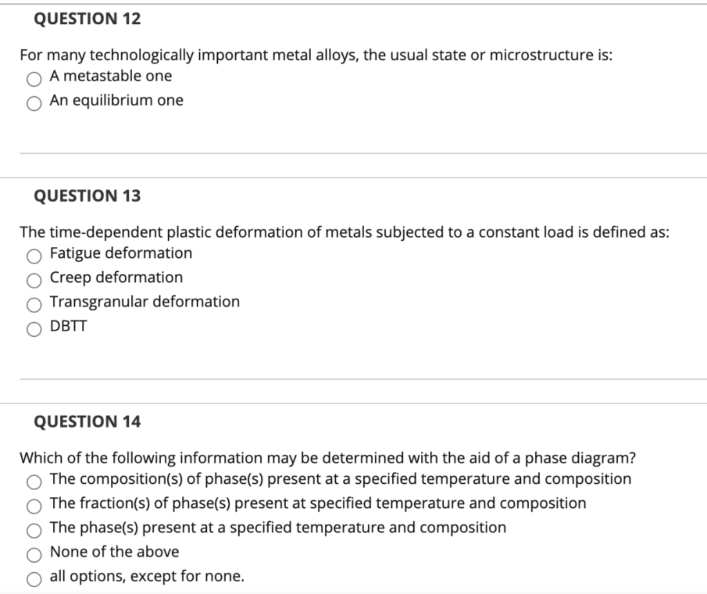 Solved QUESTION 12 For many technologically important metal | Chegg.com