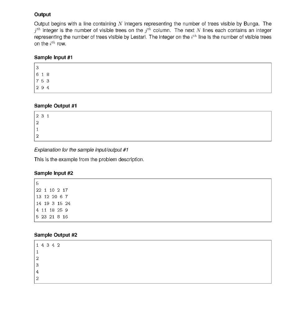 Solved Problem A Visible Trees There is a legend about a | Chegg.com