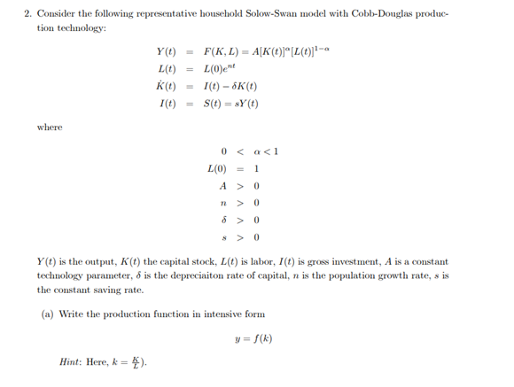 Solved Consider the following representative household | Chegg.com