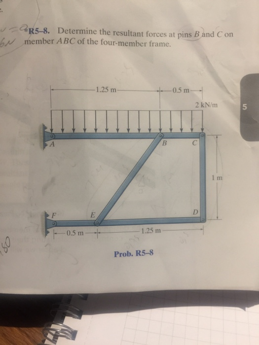 Solved R5-8. Determine the resultant forces at pins B and C | Chegg.com