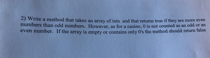 Solved 2) Write a method that takes an array of ints and | Chegg.com
