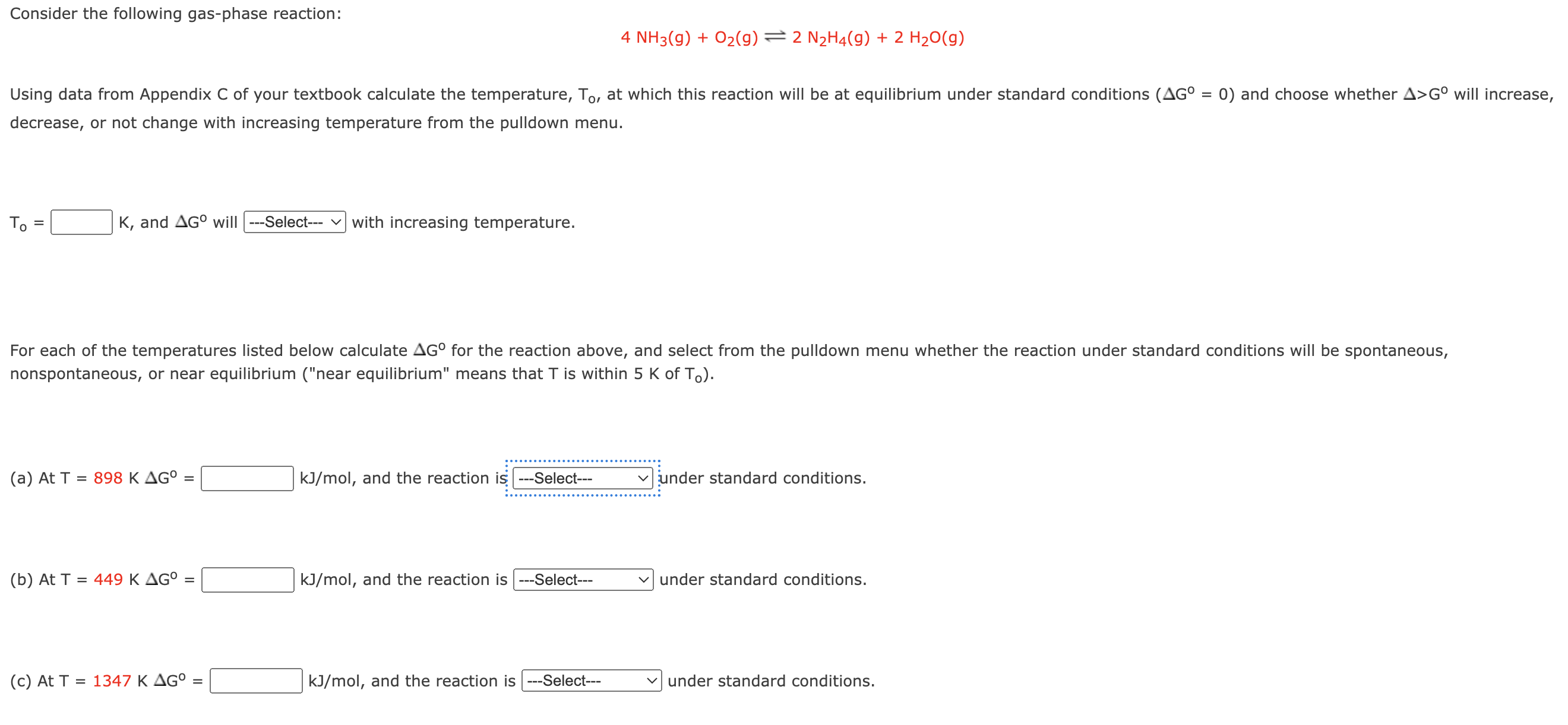 Solved Consider the following gas-phase reaction: 4NH3( | Chegg.com