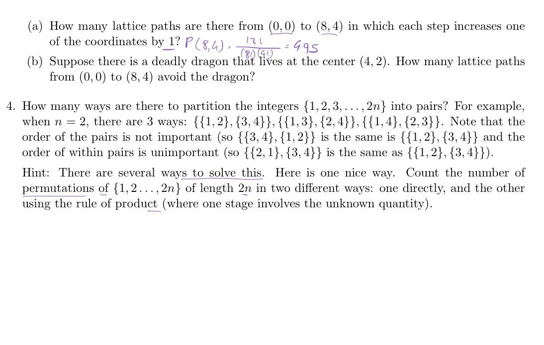 Solved (a) How many lattice paths are there from (0,0) to | Chegg.com