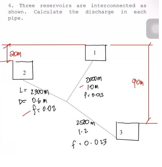 Solved 4. Three reservoirs are interconnected as shown. | Chegg.com