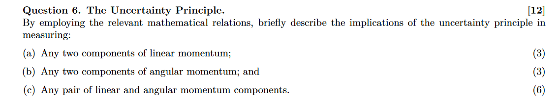 Solved Question 6. The Uncertainty Principle. [12] By | Chegg.com