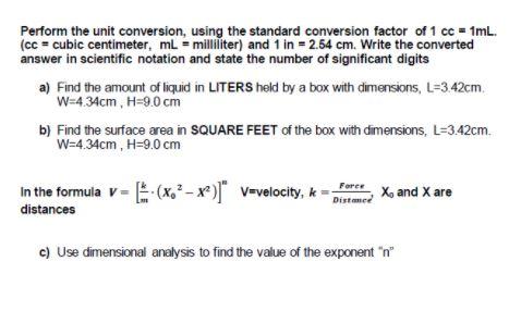 Solved Perform the unit conversion, using the standard | Chegg.com