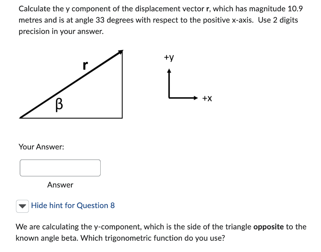 Solved Calculate the y component of the displacement vector | Chegg.com
