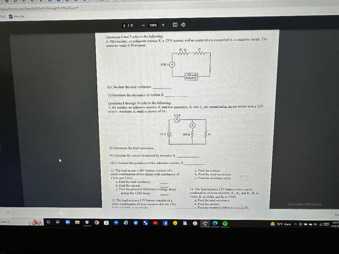 Solved Questions 6 and 7 reter to tho following: ainmeler | Chegg.com