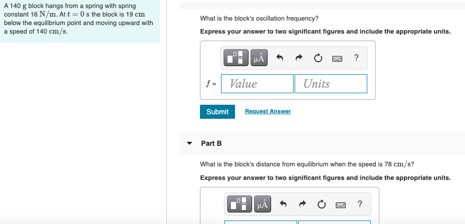 Solved A 140 g block hangs from a spring with spring | Chegg.com