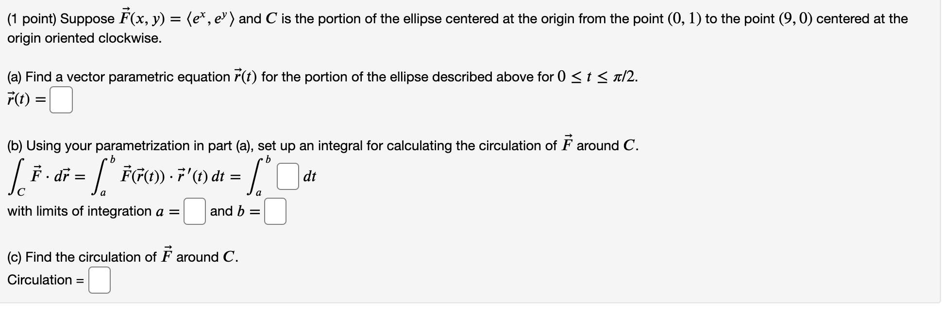 Solved = (1 point) Suppose F(x, y) origin oriented | Chegg.com